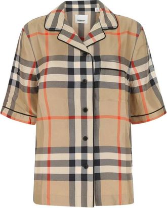 Burberry Femme, Blouses et Chemises, Multicolore, Taille: 34 FR Chemise &agrave; Manches Courtes &agrave; Carreaux