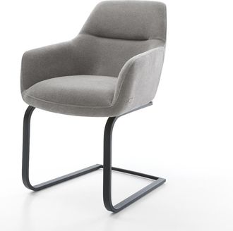 DELIFE Freischwinger Pejo-Flex Strukturstoff Soft Grau Freischwinger flach Schwarz Taschenfederkern, Esszimmerst&uuml;hle