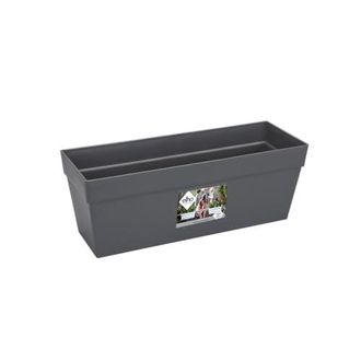 ELHO Loft Urban Balkonkasten 50 - Übertopf für Balkon & Außen - Ø 49.3 x H 18.0 cm - Schwarz/Anthrazit (Packung mit 6)