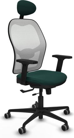 Piqueras y Crespo Schreibtischstuhl mit 2D-Armen, h&ouml;henverstellbare Lendenwirbelst&uuml;tze und festes Kopfteil, ausgestattet mit Syncro/Traslack und injiziertem Schaum. Wei