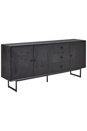 Livetastic Sideboard, Schwarz, Metall, Mangoholz, Holz, 2 F&auml;cher, 3 Schubladen, 180x80x40 cm, Typenauswahl, Holzm&ouml;bel, Kleinm&ouml;bel Holz, Holzkommoden, Sideboards 