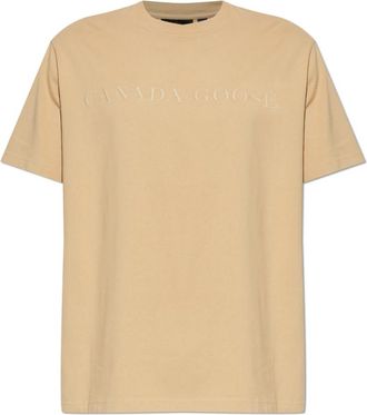 Canada Goose Homme, Tops, Beige, Taille: L Logo T-Shirt