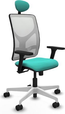 Piqueras y Crespo B&uuml;ro-B&uuml;rostuhl mit 3D-Armlehnen, h&ouml;henverstellbarer Lendenwirbelst&uuml;tze und festem Kopfteil, ausgestattet mit 3 Positionen und Schneideschaum, Wei&szlig;/T&uuml;r