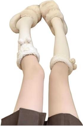Generic Chaussettes hautes &eacute;paisses pour femme, style en noir et blanc, blanc 2, Taille Unique