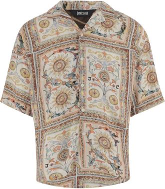 Just Cavalli Homme, Chemises, Multicolore, Taille: XL Chemise en viscose avec imprim&eacute; int&eacute;gral