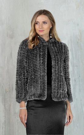 Passioni Fellimitatjacke Webpelz Jacke mit Lurexgarn