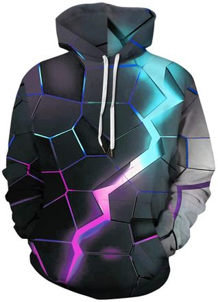 OLIPHEE Herren 3D Print Kapuzenpullover Spa&szlig; Hoodie Langarm Casual Galaxy Jumper Add002 3XL