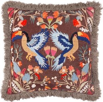 furn. Wylder Tropics Verspiegeltes, mit Tukan Besticktes, mit Polyester gef&uuml;lltes Kissen - Mehrfarbig - 45 x 45 cm