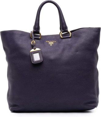 Prada 2000-2025 Vitello Daino Open Convertible Tote Satchel-Tasche - Violett