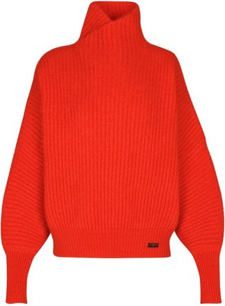 Balmain Mohair Strickpullover mit Kragendetail - - Knitwear - Damen - Rot - M