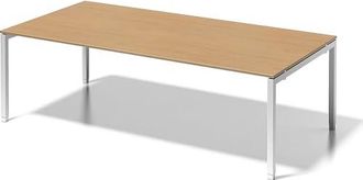 Bisley Cito Chefarbeitsplatz/Konferenztisch, 650-850 mm h&ouml;heneinstellbares U-Gestell, Metall, Bc396 Dekor Buche, Gestell Verkehrswei&szlig;, 120 x 240 x 85 cm