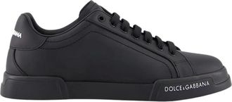 Dolce & Gabbana Homme, Chaussures, Noir, Taille: 45 EU Baskets en Cuir Nappa Noir