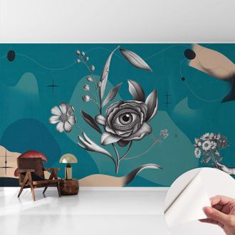 Tulup Carta Da Parati Autoadesiva - Fotomurale Adesivo - Soggiorno Moderno - Resistente - Occhio Floreale 416x254 Cm