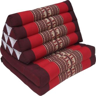 Guru Shop Thaikissen, Dreieckskissen, Kapok, Tagesbett mit 2 Auflagen - Braun/rot, 30x50x120 cm