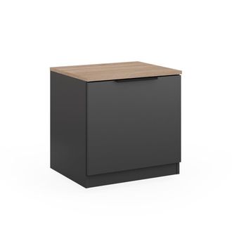 Vicco Nachttisch Betti, Nachtkommode, Anthrazit/Eiche, 50 x 50 cm