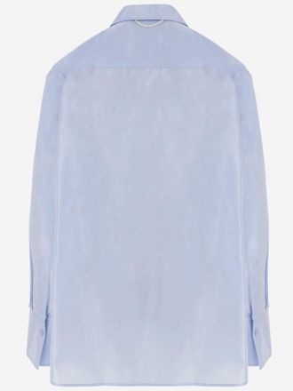 Carven Womens Shirt, Oversized Silk Light Blue