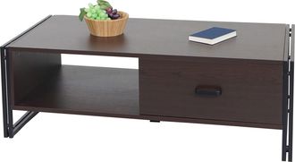 Mendler Couchtisch HWC-A27, Beistelltisch Wohnzimmertisch, 41x120x60cm 3D-Struktur, Metall MDF - Dunkelbraun