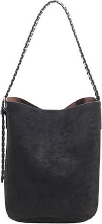 Generic Sac &agrave; bandouli&egrave;re simple en daim synth&eacute;tique pour femme et fille avec sangle r&eacute;glable, couleur unie, sac fourre-tout de grande capacit&eacute; pour voyage, s