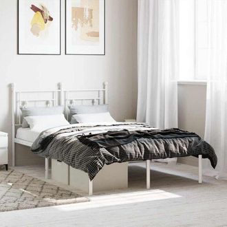 vidaXL Vidaxl - Cadre de lit m&eacute;tal blanc 120x190 cm - Structure robuste en acier - Lattes m&eacute;talliques pour soutien optimal - Hauteur libre 26 cm