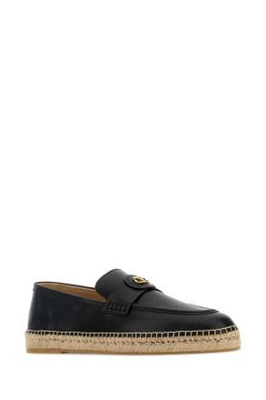 Valentino Garavani Mens Black Leather Vlogo Espadrilles Nero Espadrillas