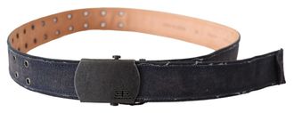 Ermanno Scervino Womens Blue Leather Ratchet Buckle Belt