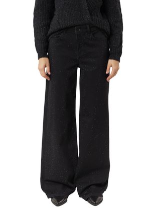 Comma Wide-Leg-Jeans mit Schmucksteinen