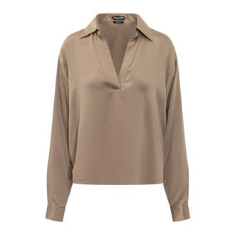 Tom Ford Stretch Silk Satin Polo - - Blouses & Shirts - Damen - Grau - S
