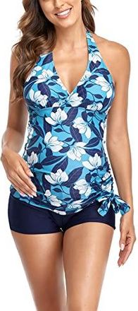 Generic Maillot De Bain Grossesse Shorty,Maillot De Bain Femme Tankini avec Culotte Maillot De Bain 2 Pi&egrave;Ce Push Up El&eacute;Gant Plage Floral Maternit&eacute; Beachwear T