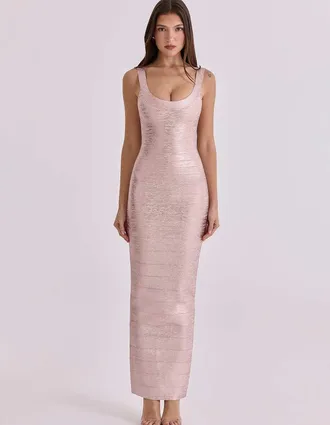 House of CB The OG - Robe longue effet bandage - Ros&eacute;-Dor&eacute;