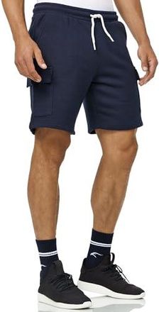 Indicode Hommes Dannie Cargo SweatShorts | Pantalon Court Cargo en Sweat avec Cordon de Serrage Navy XL