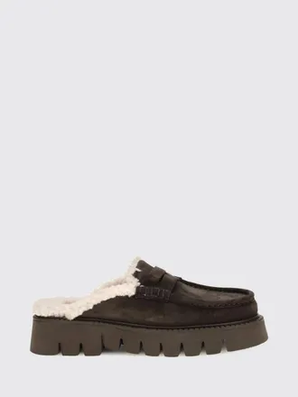 Pedro Garcia Mules en daim avec barrette et doublure en shearling