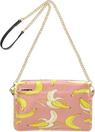 HMZXZ Sacs à bandoulière à motif banane aquarelle pour femme, sacs à main en cuir, petits sacs à main à bandoulière, rose