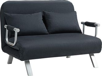 HOMCOM 3 in 1 Schlafsofa 185x105cm Schlafcouch mit 5-stufig Verstellbarer R&uuml;ckenlehne, Wurfkissen, 2 Sitzer Sofa mit Schlaffunktion, Samtoptik, Chaiselounge 