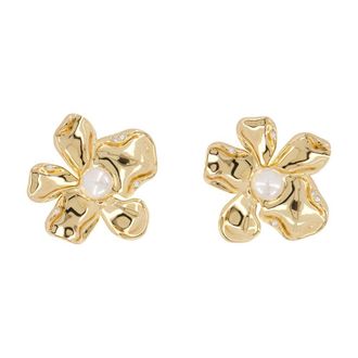 Self Portrait Womens Pearl Flower Earrings Self Portrait Metal Gold Jewelry-Watches