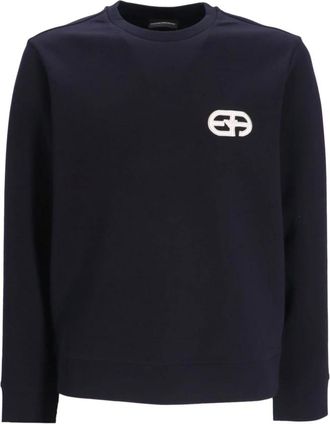Emporio Armani Homme, Sweatshirts et sweats &agrave; capuche, Bleu, Taille: 2XL Logo Cotton SweaT-shirt