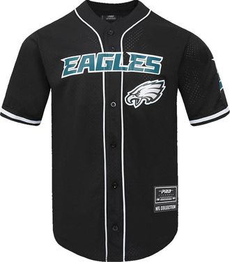 Pro Standard Mens NFL Philadelphia Eagles Mesh Button Down Mesh Top Black L