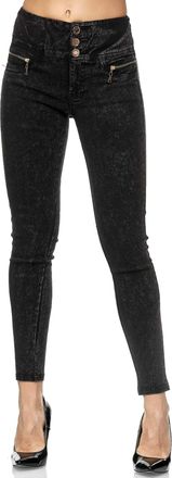 Elara Damen Stretch Hose High Waist Jeggings Chunkyrayan 2577 Dk.Grey-48 (4XL)