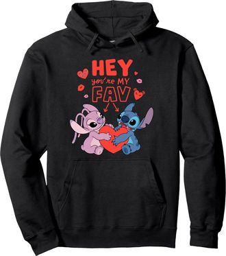 Disney Stitch & Angel Hey Youre My Fav Love Valentines Day Pullover Hoodie