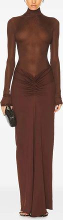 CHRISTOPHER ESBER robe longue Fusion à fronces - Marron