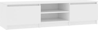 tidyard TV Schrank TV Tisch TV Lowboard TV Board Fernsehschrank TV Bank Fernsehtisch Sideboard Lowboard Wohnwand Wohnzimmer Weiß 140×40×35,5 cm Spanplatte