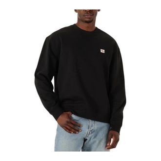 Calvin Klein Schwarzer LS EU Badge Pullover - - Sweatshirts & Hoodies - Herren - Schwarzk - S