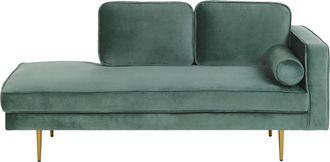 Beliani Chaiselongue Samt mintgrün rechts goldenes Gestell mit Nackenrolle Miramas