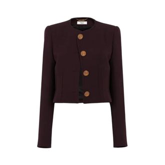 Chlo&eacute; Kragenlose Cropped Jacke - - Knitwear - Damen - Lila - XS