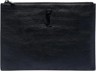 Saint Laurent Pre-owned Sac &agrave; main effet croco - Femme - Pre-owned - Noir - Taille: ONE Size