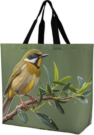 Generic Oiseaux &Agrave; Fleurs Vert Olive DExt&eacute;rieur Sac Cabas D&eacute;contract&eacute; Sacs De Courses R&eacute;utilisable Sac A Main Femmes Pour Gym Universit&eacute; Quotidienne