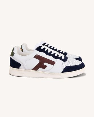 Faguo Baskets cuir blanc et bleu
