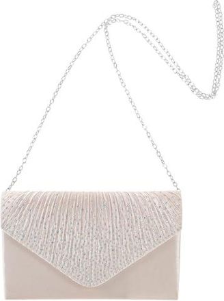 BESPORTBLE VILLCASE Paquet &agrave; Main Soir&eacute;e Femme en Polyester Pierres Brillantes Pochette de Mariage Petit Format Couleur Abricot Paquet de Bal &Eacute;l&eacute;gant pour Banque