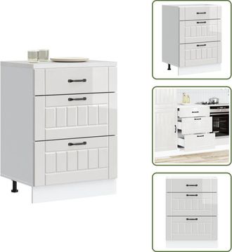 vidaXL vidaXL K&uuml;chen-Unterschrank Lucca Hochglanz-Wei&szlig; Holzwerkstoff