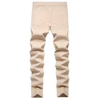 Generic Jean d&eacute;contract&eacute; ray&eacute; pour homme Printemps &eacute;t&eacute; Pantalon tendance &agrave; jambe droite Maison pelucheuse, kaki, XXL
