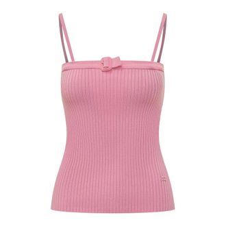 Courr&egrave;ges Buckle Rib Knit Top - - Tops - Damen - Rosa - M